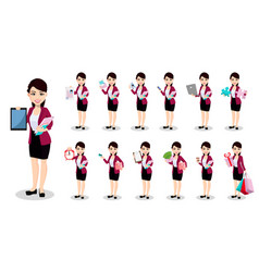 Business woman in office style clothes showing Vector Image