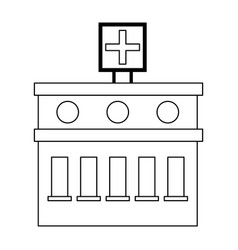 Hospital building symbol isolated black and white Vector Image