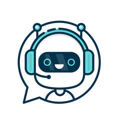 Cute smiling robot chat bot say hi Royalty Free Vector Image