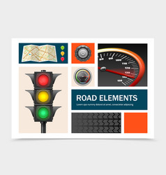 Realistic traffic elements template Royalty Free Vector