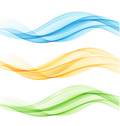 Set blue abstract wave design element Royalty Free Vector