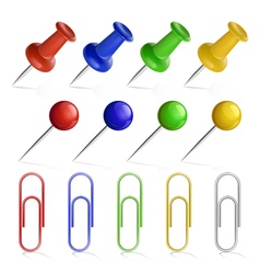 Set of color push pins plastic pushpin Royalty Free Vector