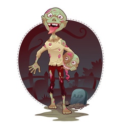 Half bod creepy zombie dragging intestines Vector Image