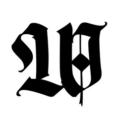 Letter w in gothic style alphabet the symbol Vector Image