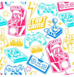 Gamer pattern seamless print with game controller Vector Image