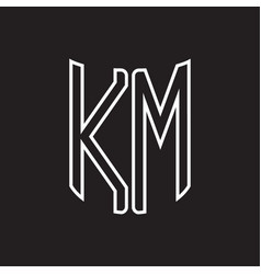 Km logo monogram with emblem shield shape design Vector Image