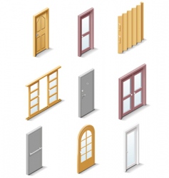 Railings fence sections realistic set Royalty Free Vector