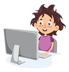 Kid with computer Royalty Free Vector Image - VectorStock