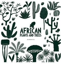 Template with leaves and plants silhouettes Vector Image