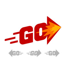 Word go with arrow red lettering on white Vector Image