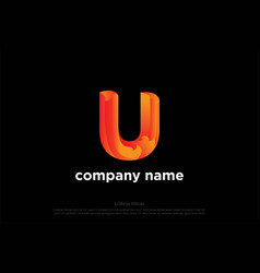 U letter logo design with black orange color cool Vector Image