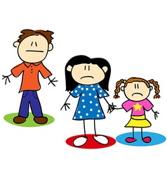 Stick figure black family Royalty Free Vector Image