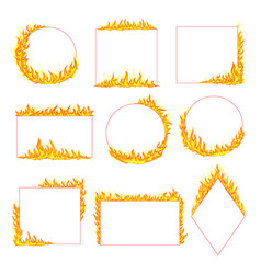 Fire rectangular frame with hot burning tongue Vector Image