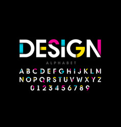 Modern bold font and alphabet vintage Royalty Free Vector