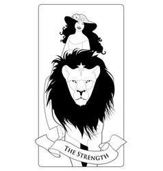Major arcana emblem tarot card the strength lion Vector Image