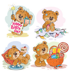 Set clip art teddy bears Royalty Free Vector Image