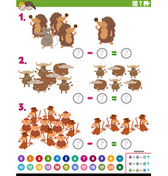 Maths subtraction educational game for kids Vector Image