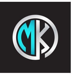 Mk logo monogram rounded hexagon shape Royalty Free Vector