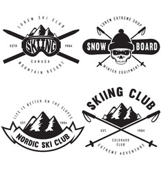 Vintage ski or winter sports logos badges Vector Image