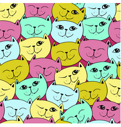 Cute cats colorful seamless pattern background Vector Image