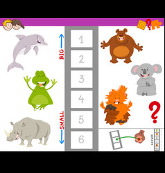 Big and small animals game for children Royalty Free Vector