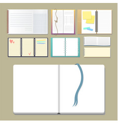 Set open realistic notebooks with pages diary Vector Image