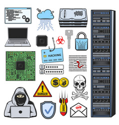 Hacking icons set Royalty Free Vector Image - VectorStock
