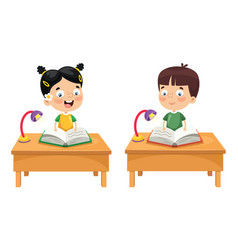 Children studying Royalty Free Vector Image - VectorStock