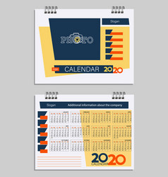 Desktop calendar for 2020 template Royalty Free Vector Image