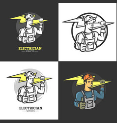 Electrician services hand holding a lighting bolt Vector Image