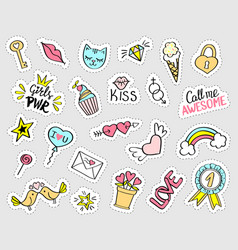 Fashion girly stickers set Royalty Free Vector Image