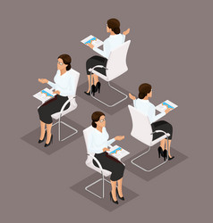 Isometric 3d business woman front view rear view Vector Image