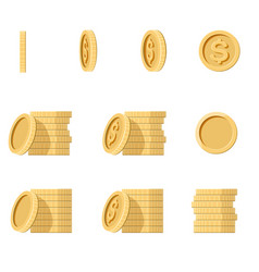 Golden coins pile gold coin dollar money stack Vector Image