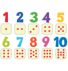 Counting numbers with hands and dots on white Vector Image