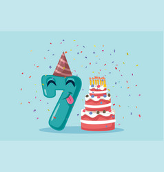 Happy birthday seven years postcard Royalty Free Vector