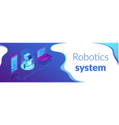 Robotics programming isometric 3d banner header Vector Image