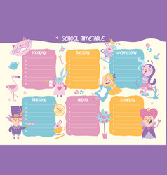 Clock character daily routine timetable Royalty Free Vector