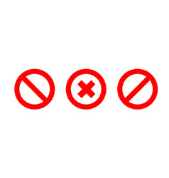 No sign or stop red cross mark isolated warning Vector Image