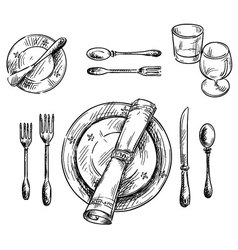 Table setting Royalty Free Vector Image - VectorStock