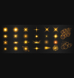 Gold bright star light flash Royalty Free Vector Image