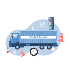 Driving test banner with driver license and car Vector Image
