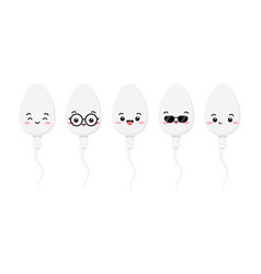 Cute sperm semen cell sad character emoji Vector Image