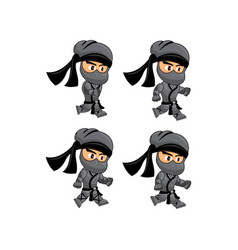 Blue ninja boy attack game sprites Royalty Free Vector Image