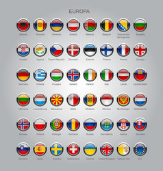 All european country flags icons circle shape Vector Image