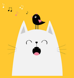 Musical notes with cats and birds Royalty Free Vector Image