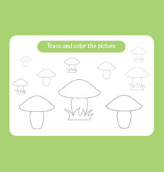 Mushroom trace and color picture educational Vector Image