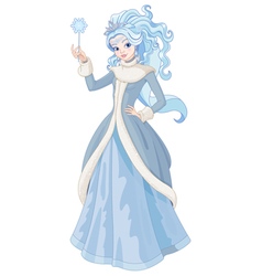 Snow queen in blue dress Royalty Free Vector Image