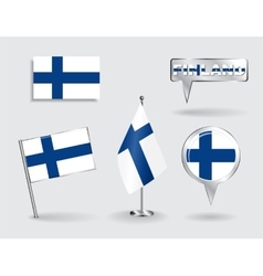 Set ecuadorian pin icon and map pointer flags Vector Image