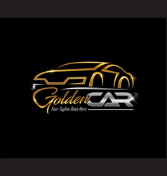 Golden car logo sign Royalty Free Vector Image