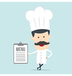 Chef show blank board for use in advertising Vector Image